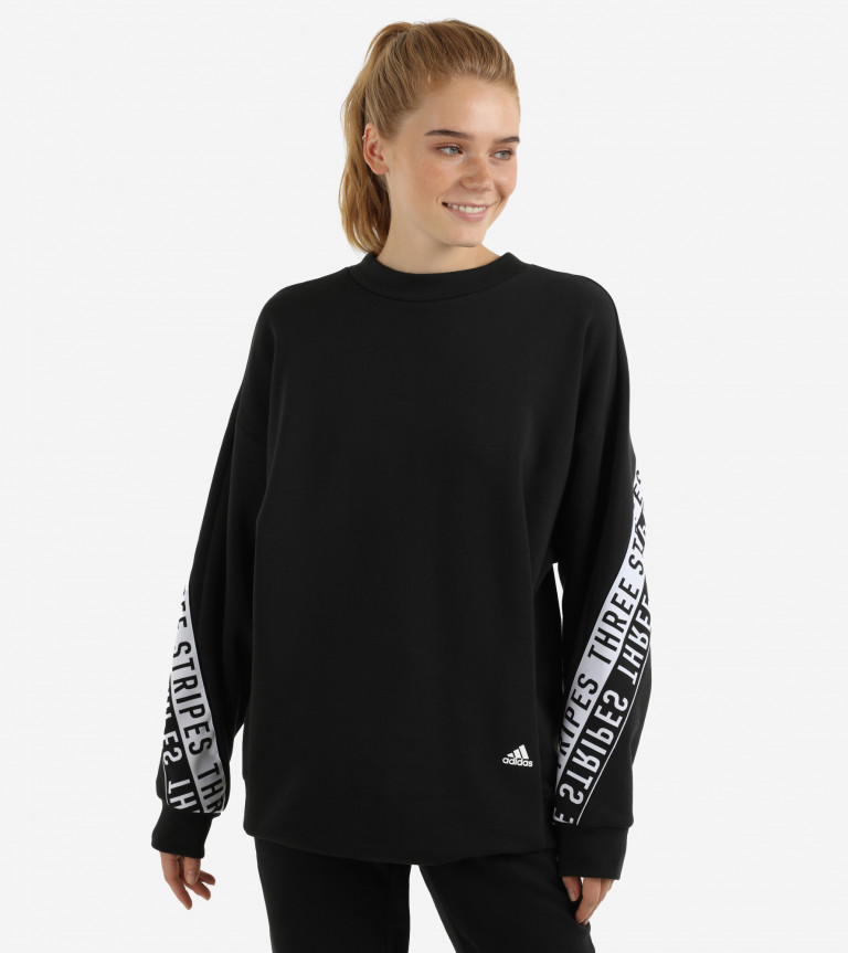 Свитшот женский adidas 3-Stripes Wording Crew арт. GF6987 черный цвет ...