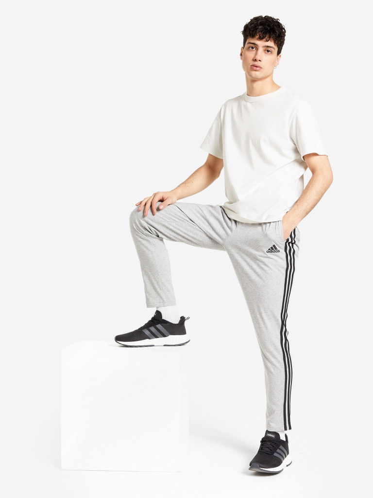 Брюки мужские adidas Essentials 3-Stripes арт. GK8998 серый/черный цвет ...