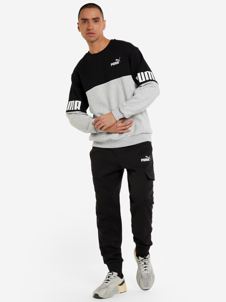 Свитшот мужской PUMA Power Colorblock Crew арт. 849803 серый цвет ...