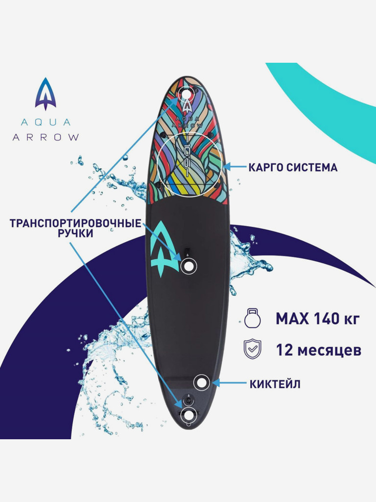 SUP доска надувная Aqua Arrow 10.6 ART Coral, полная комплектация арт. 10.6 ART CORAL мультицвет ...