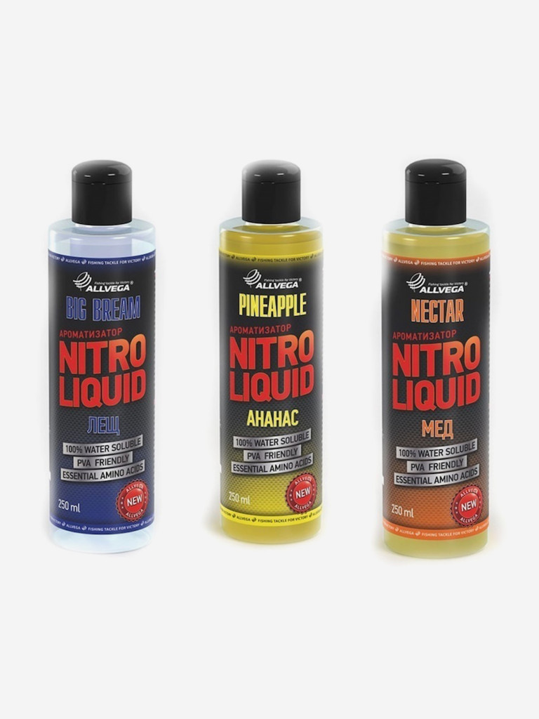 Набор ароматизаторов Nitro Liquid лещ, ананас, мед, 3 флакона по 250 мл ...