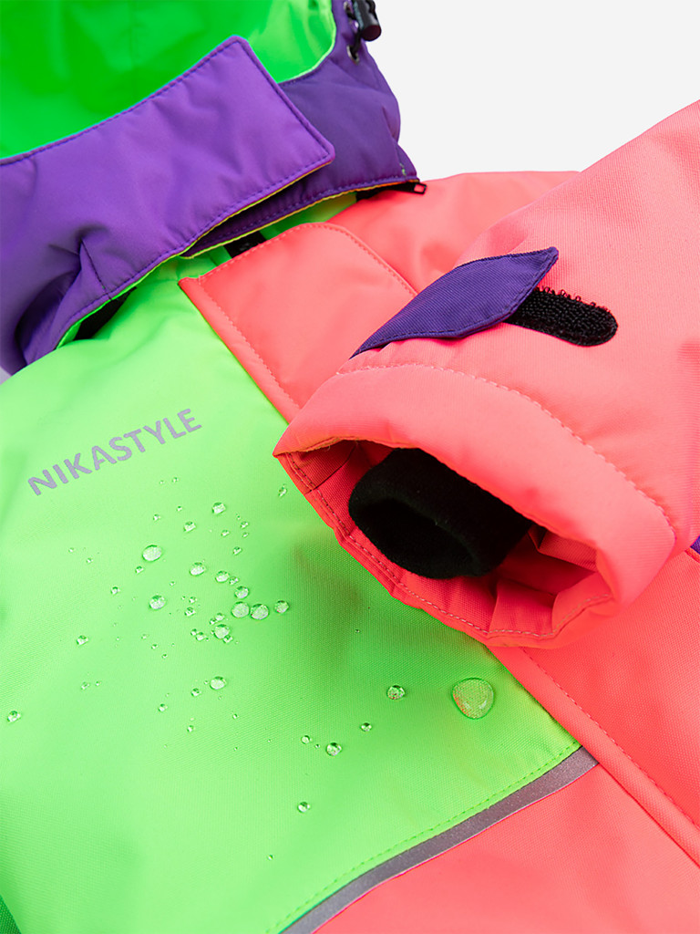 Костюм зимний для девочки NIKASTYLE коралловый неон/лиловый цвет — купить за 6350 руб. со ...