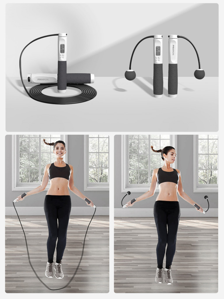 Скакалка PROIRON умная с дисплеем Белый/Серый цвет — купить за 1653 руб. со скидкой 13 %, отзывы ...