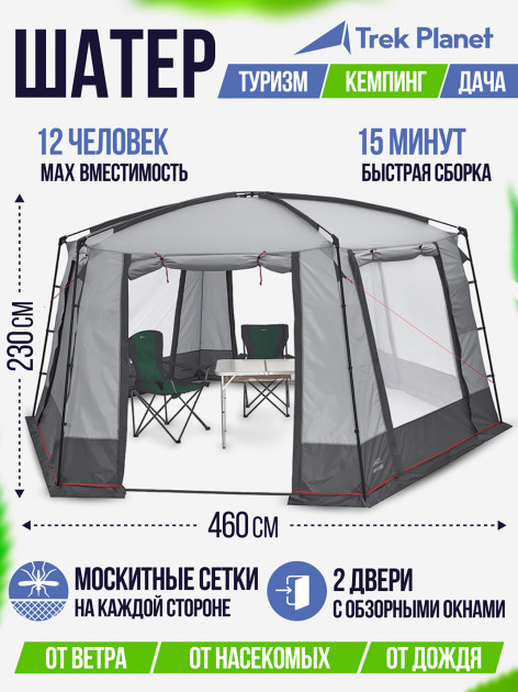 Шатер с москитными сетками Trek Planet Siesta Tent Серый/темно-серый ...