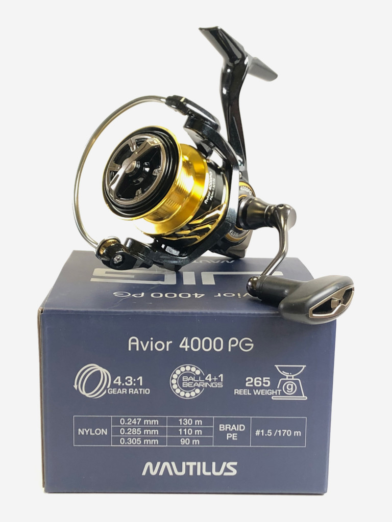 Катушка спиннинговая Nautilus Avior 4000 PG Черный/золотой цвет — купить за 4980 руб. со скидкой ...
