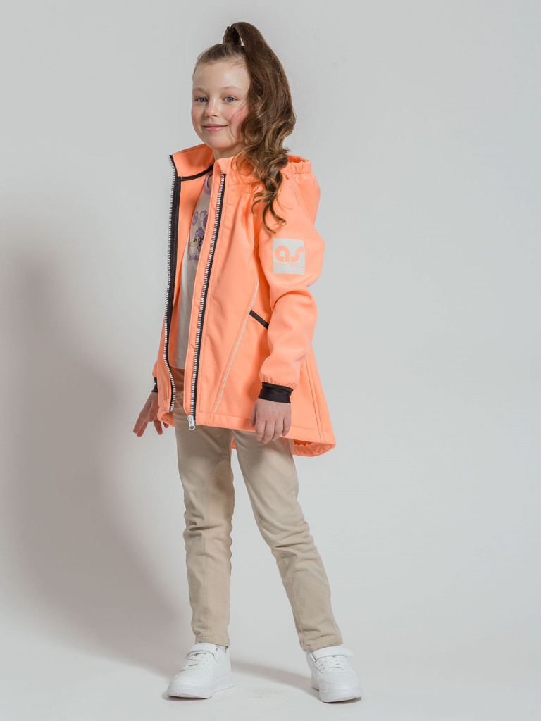 Ветровка Софтшелл SoftShell для девочки Artel персиковый неон цвет — купить за 3205 руб. со ...