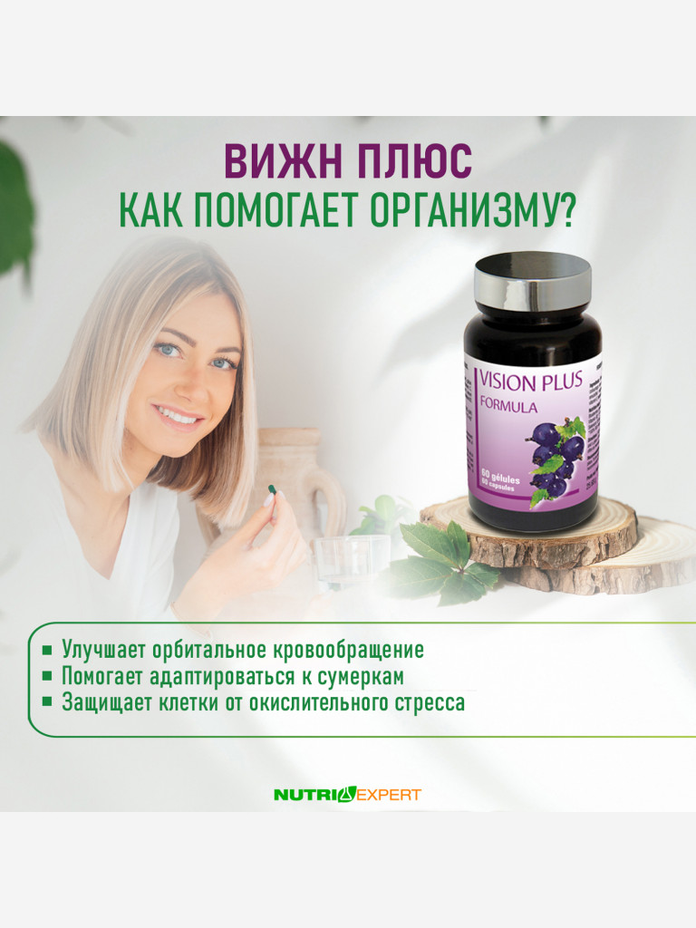 NUTRIEXPERT ВИЖН ПЛЮС / NUTRIEXPERT VISION PLUS (капсулы массой 427,45 мг, 60 капсул Мультицвет ...