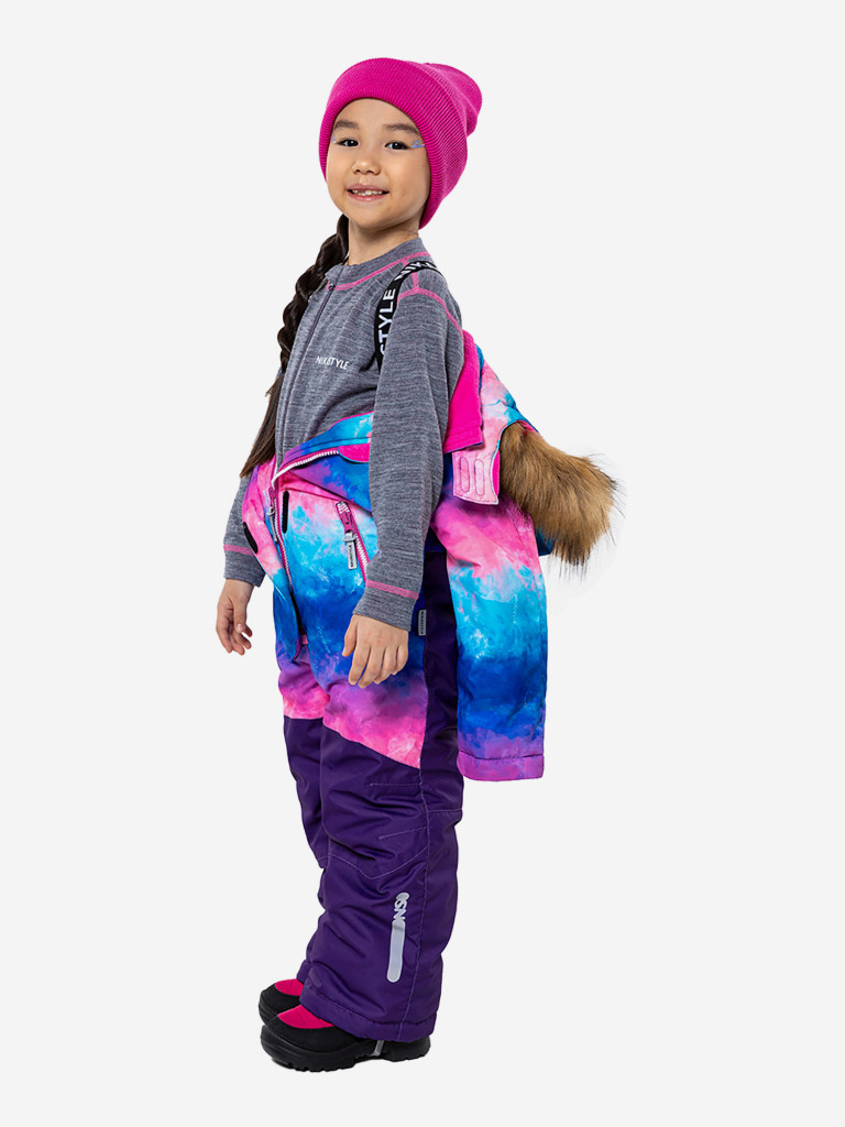 Комбинезон зимний для девочки NIKASTYLE лиловый/черничный цвет — купить за 6350 руб. со скидкой ...