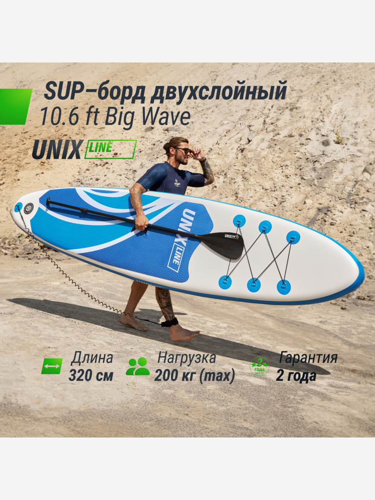SUP-борд UNIX Line Big Wave (320 см) Голубой/белый/синий цвет — купить ...