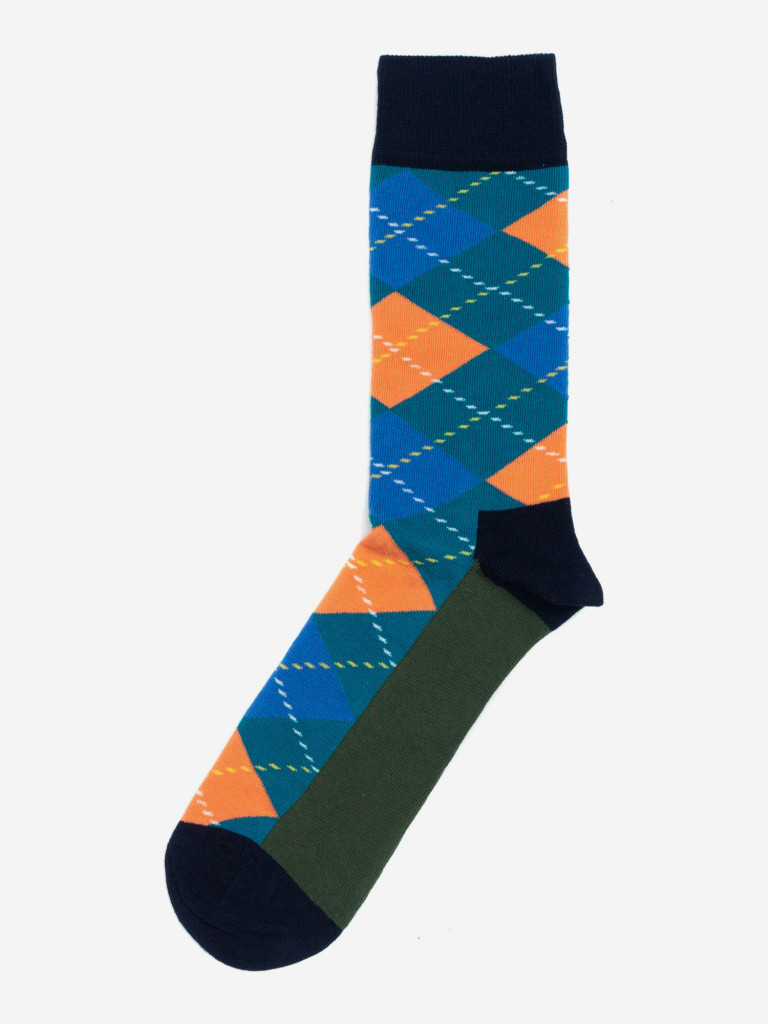 Носки с рисунками Happy Socks, Argyle Green Blue Orange синий/оранжевый/зеленый цвет — купить за ...