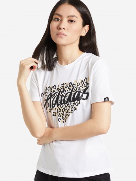 Футболка женская adidas Leopard Graphic арт. GL0845 белый цвет — купить ...