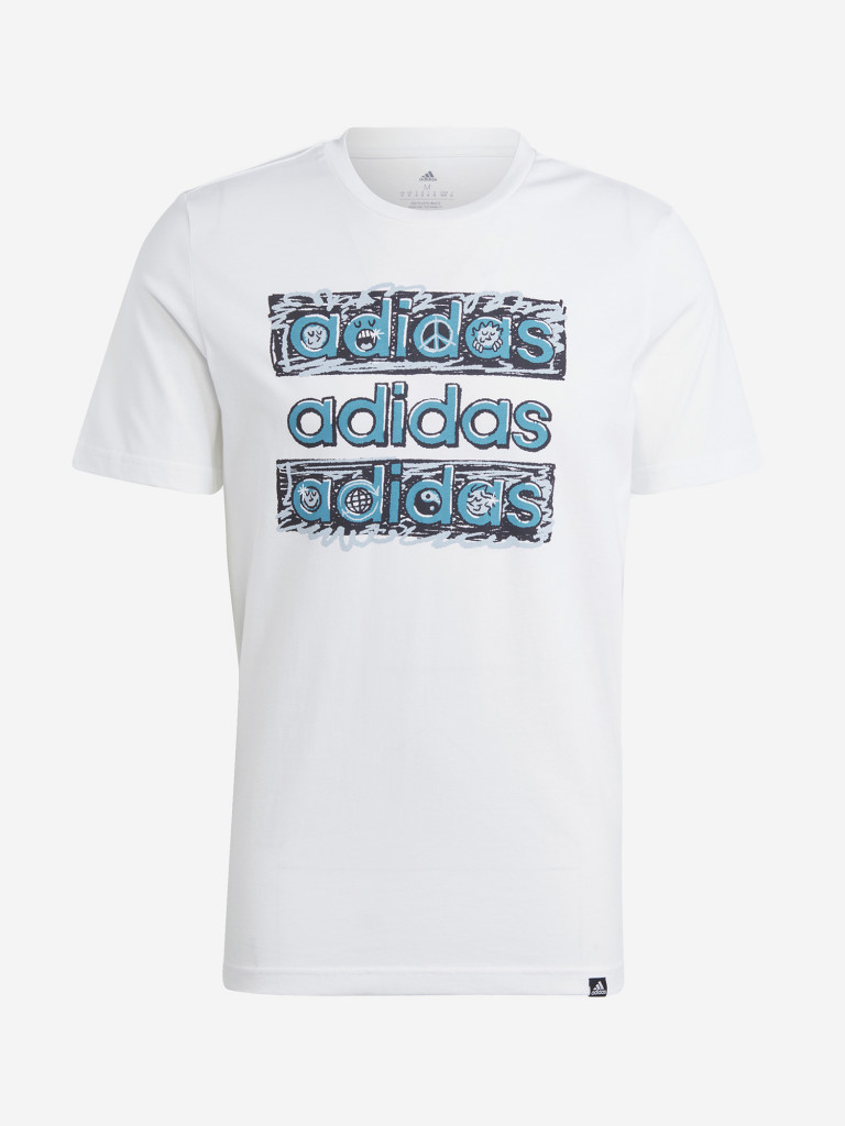 Футболка мужская adidas Doodle арт. HY1338 белый цвет — купить за 2099 ...