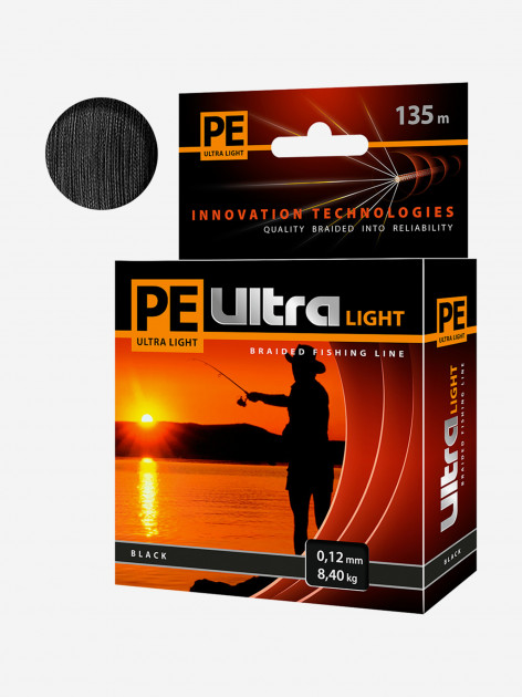 Плетеный шнур для рыбалки AQUA PE ULTRA LIGHT Black 0,12mm 135m black ...