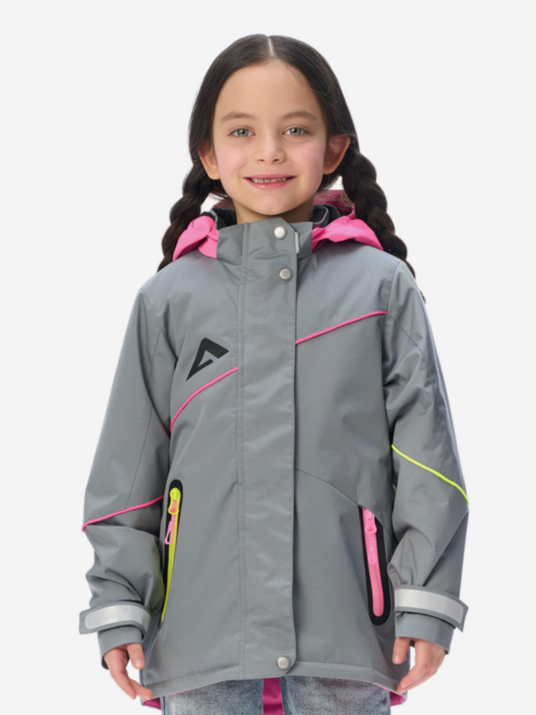 Куртка утепленная для девочки Oldos серый/ярко-розовый цвет — купить за 7599 руб. со скидкой 16 ...