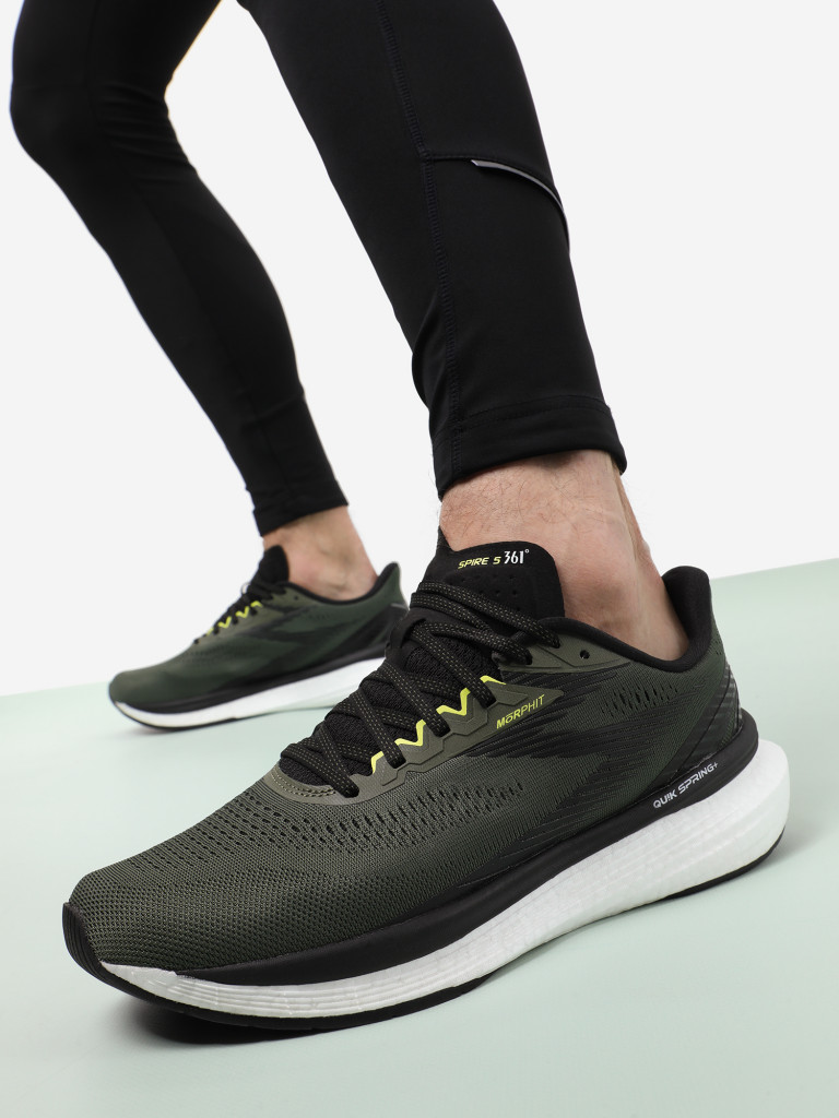 Кроссовки мужские 361° Spire 5 арт. Y2232 зеленый/черный цвет — купить за 5219 руб. со скидкой ...