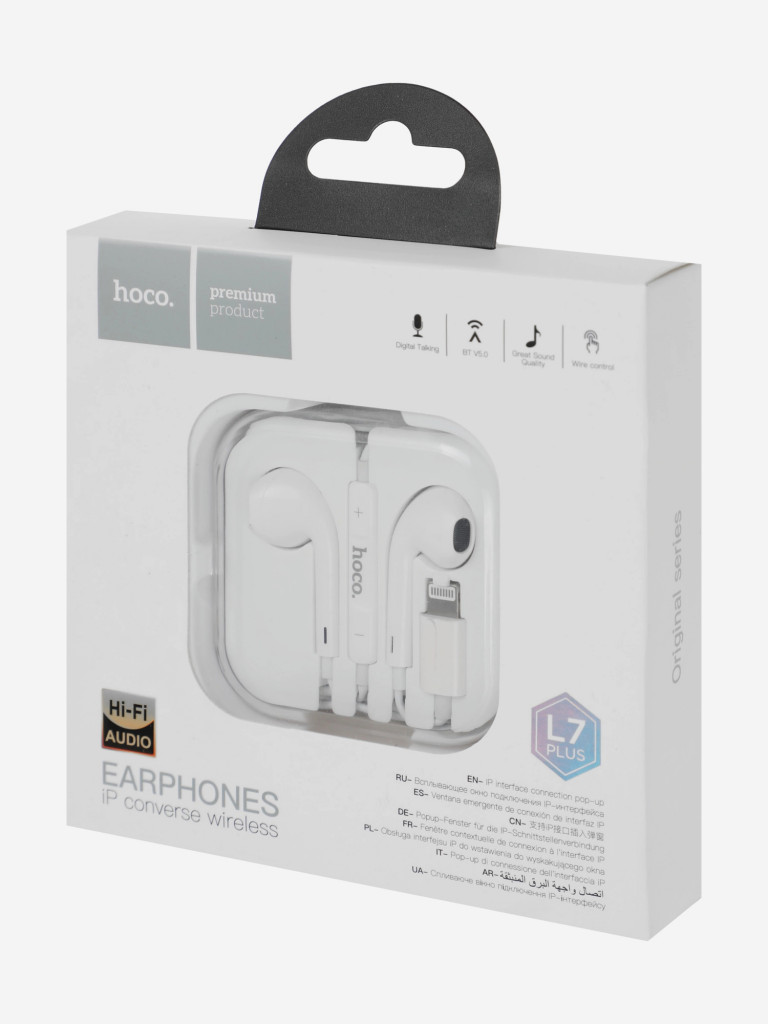 Гарнитура вкладыши Hoco L7 Plus 1.2м белый беспроводные bluetooth белый ...