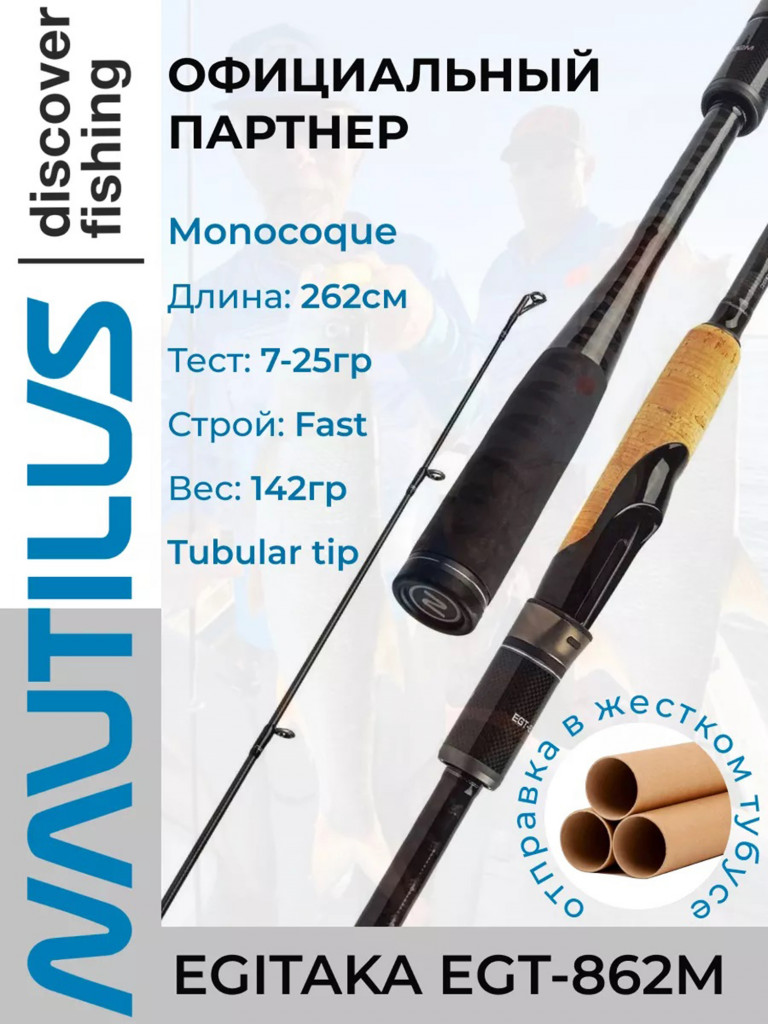 Спиннинг Nautilus EGITAKA EGT-862M 262см 7-25гр Черный цвет — купить за ...