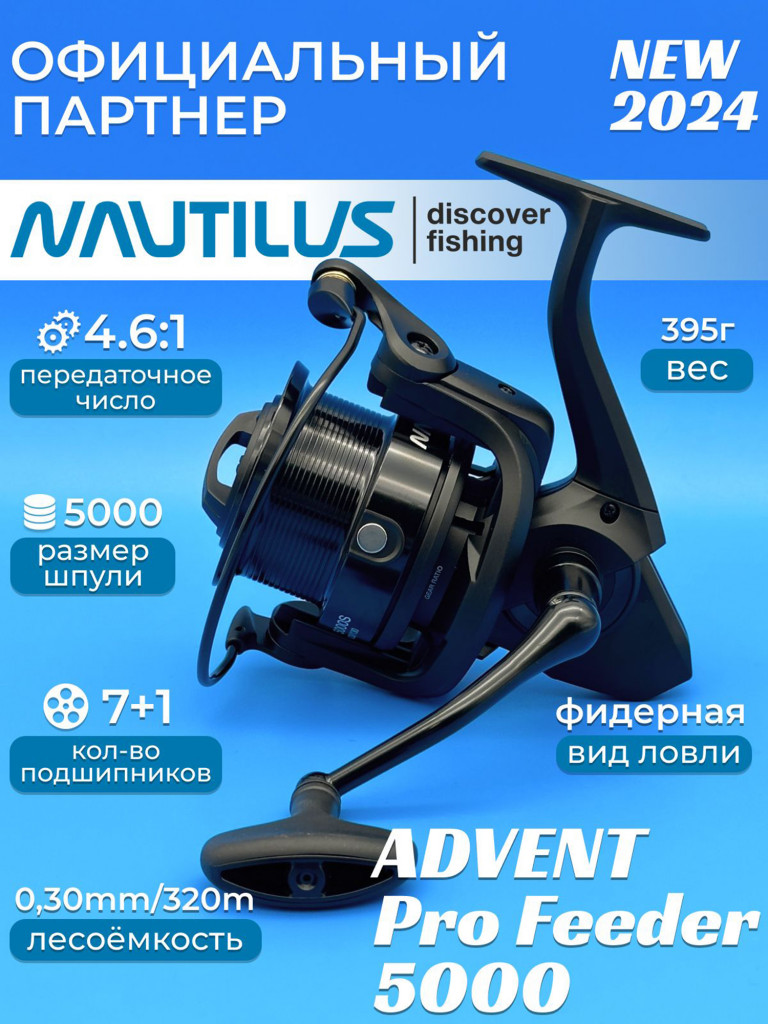 Катушка фидерная Nautilus Advent Pro Feeder 5000 черный цвет — купить ...