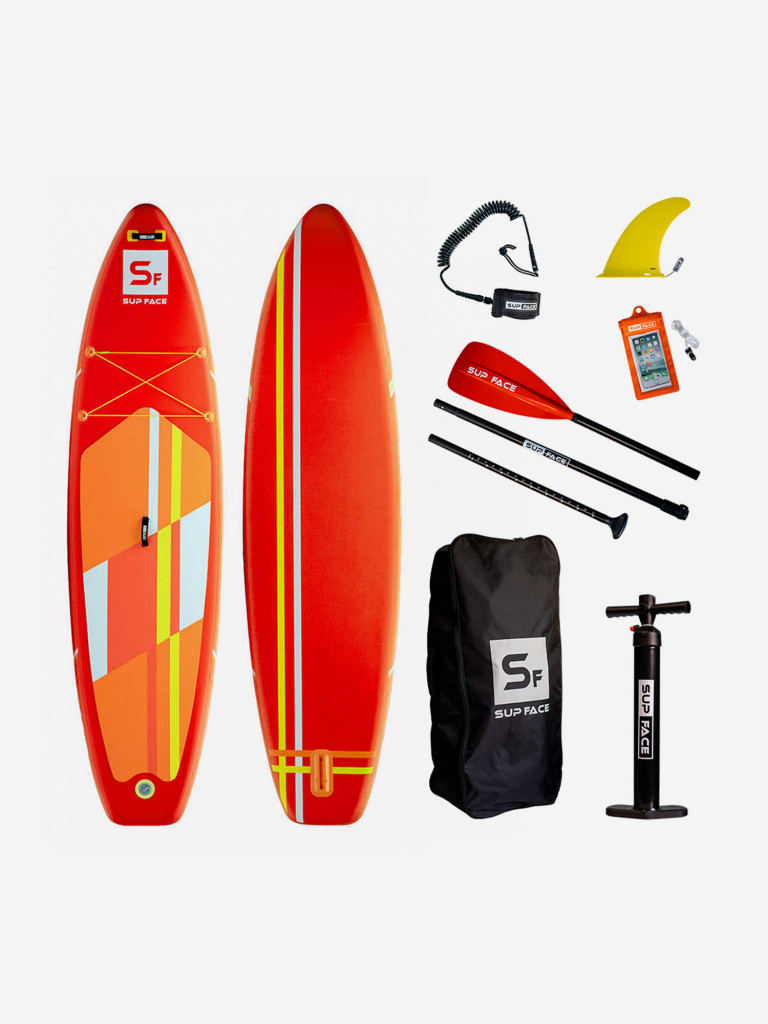 Доска SUP надувная комплект SUP face Basic 10'8"x32"x6" красный/орнажевый цвет — купить за 35900 ...