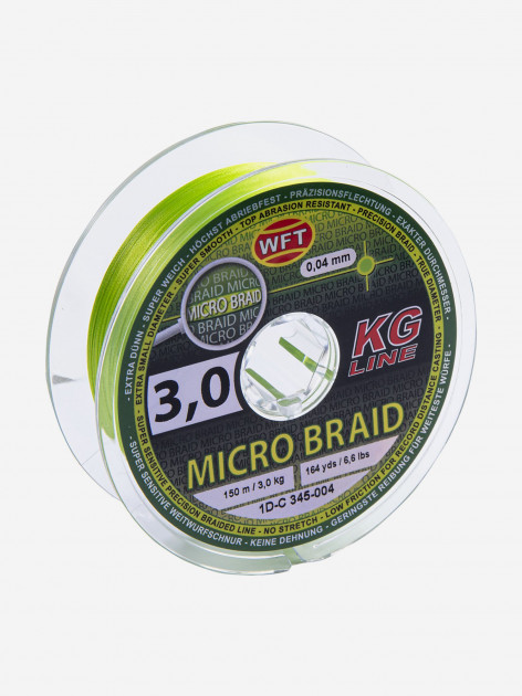 Шнур плетеный WFT KG MICRO BRAID Chartreuse 150/0040 Зеленый цвет — купить за 2397 руб. со ...