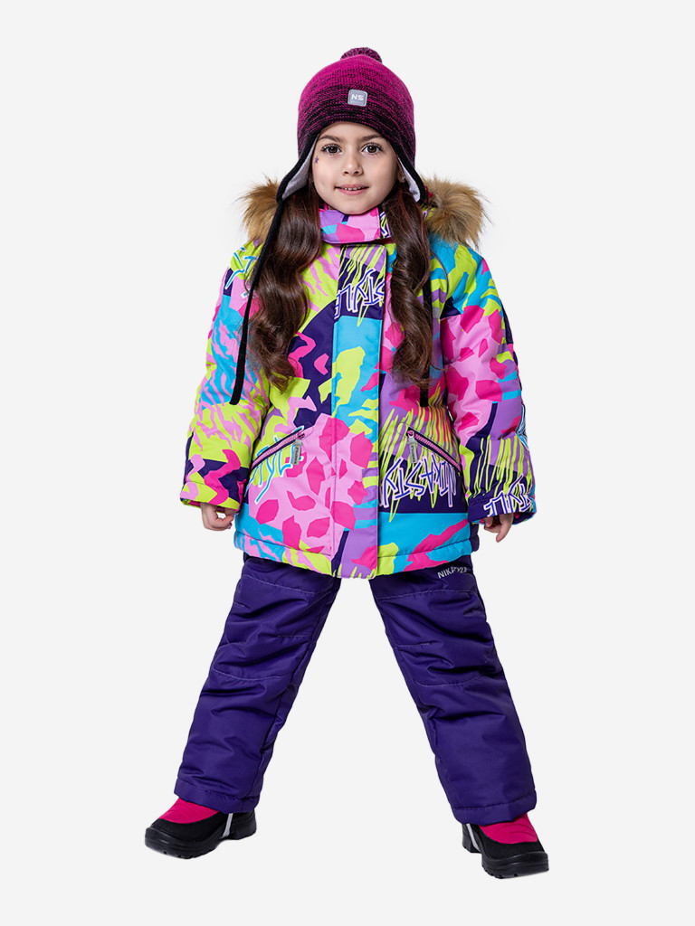 Костюм зимний для девочки NIKASTYLE фуксия/черничный цвет — купить за 6350 руб. со скидкой 48 % ...
