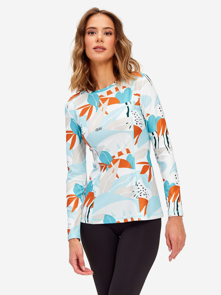 Термобелье верх женское Chalka влагоотводящее белый/голубой/оранжевый ...