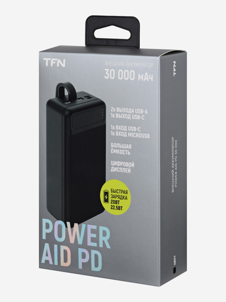 Внешний аккумулятор TFN 30000mAh PowerAid PD black черный цвет — купить ...