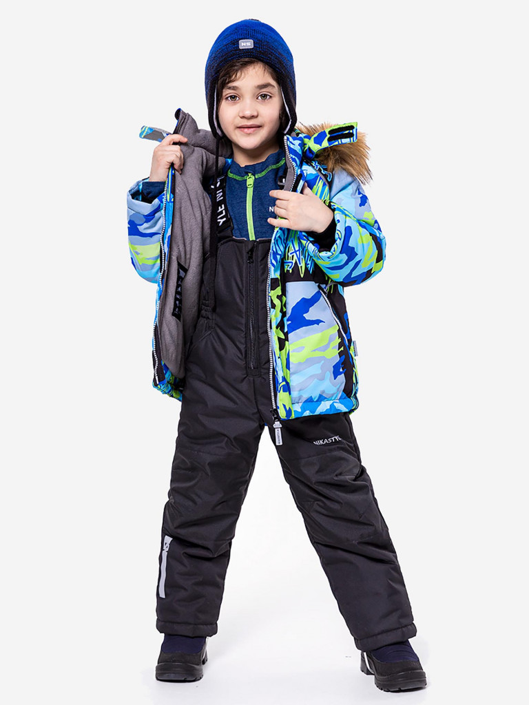 Костюм зимний для мальчика NIKASTYLE салатовый неон/черный цвет — купить за 6350 руб. со скидкой ...