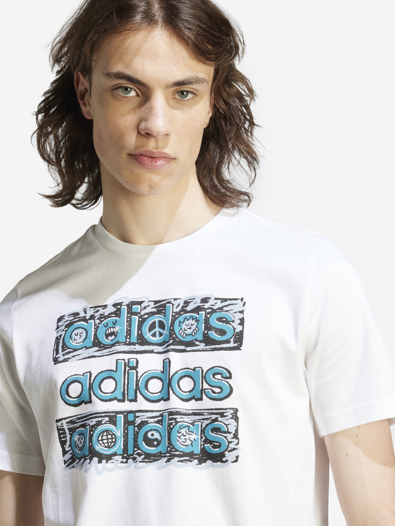 Футболка мужская adidas Doodle арт. HY1338 белый цвет — купить за 2099 ...