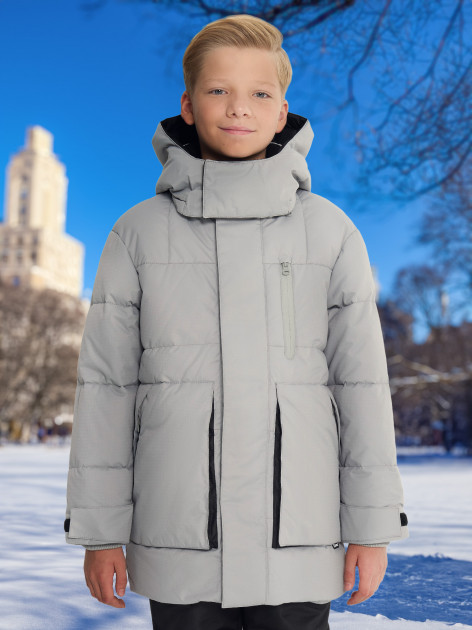 Пуховик для мальчиков Oldos! арт. OCAW24JK1T104 светло-серый цвет — купить за 7559 руб. со ...