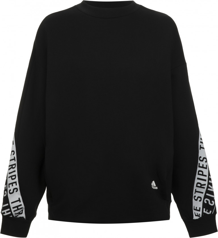 Свитшот женский adidas 3-Stripes Wording Crew арт. GF6987 черный цвет ...