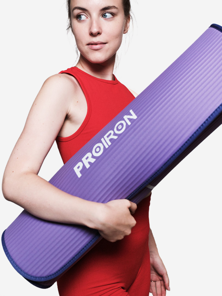 Коврик PROIRON для йоги и фитнеса 183х66х1 см, NBR Фиолетовый цвет — купить за 2713 руб. со ...