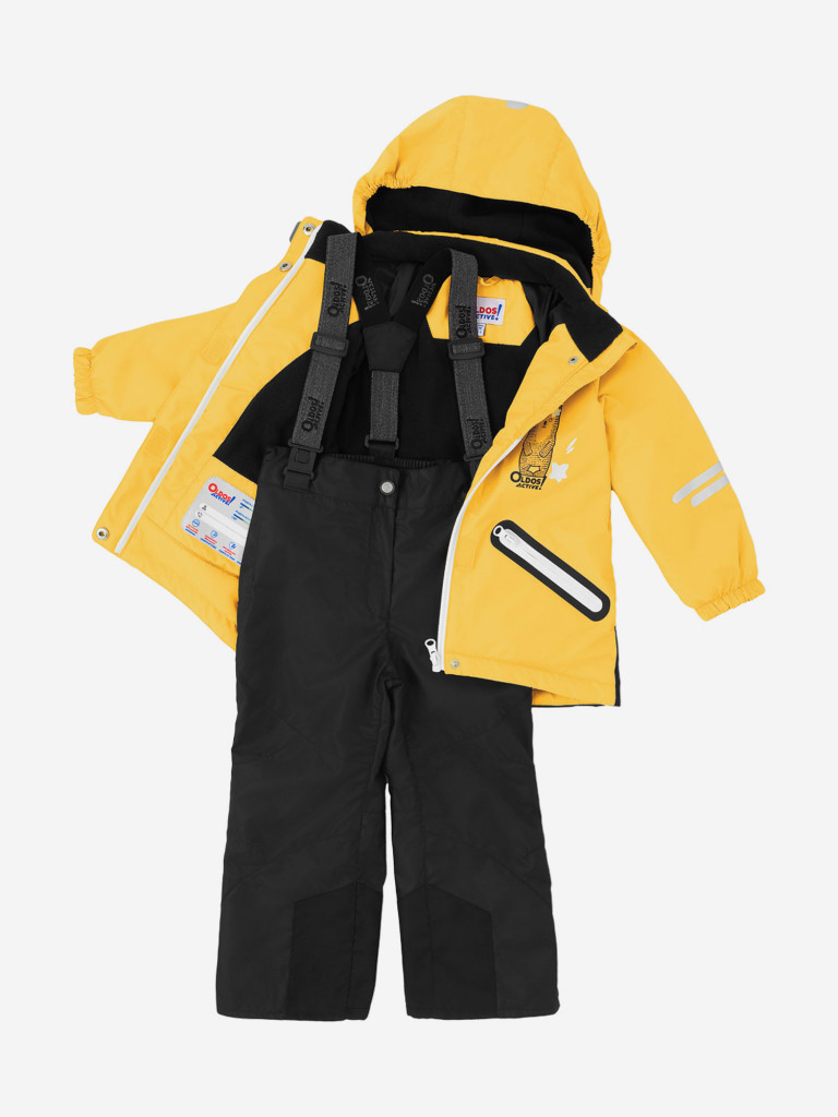 Костюм (куртка + брюки) для девочки Oldos банановый/черный цвет — купить за 11699 руб. со ...