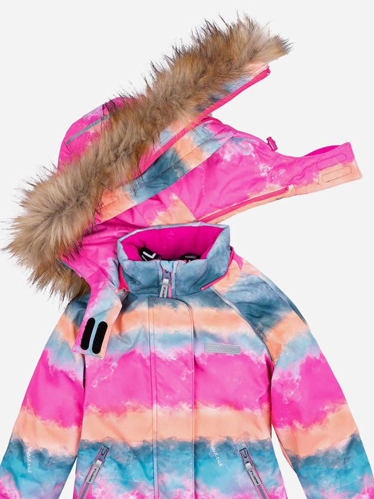 Комбинезон зимний для девочки NIKASTYLE персиковый/фуксия цвет — купить за 6350 руб. со скидкой ...