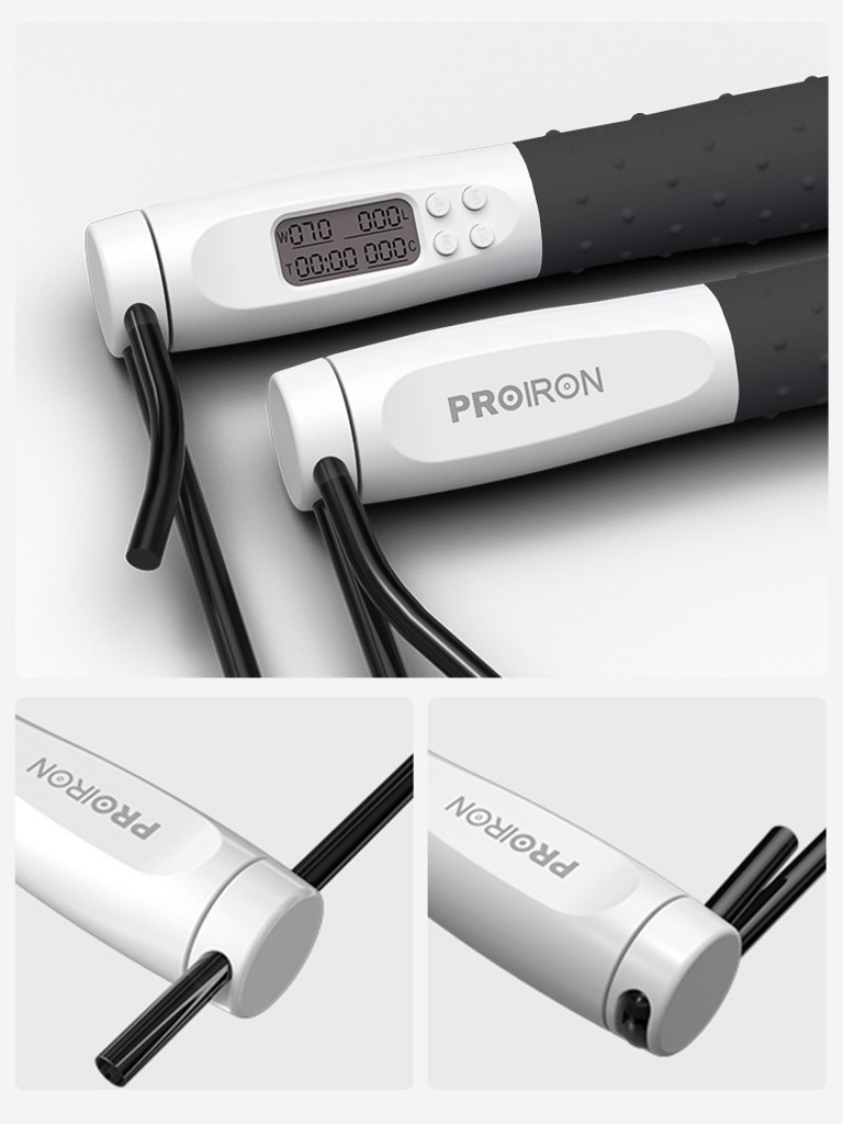 Скакалка PROIRON умная с дисплеем Белый/Серый цвет — купить за 1653 руб. со скидкой 13 %, отзывы ...