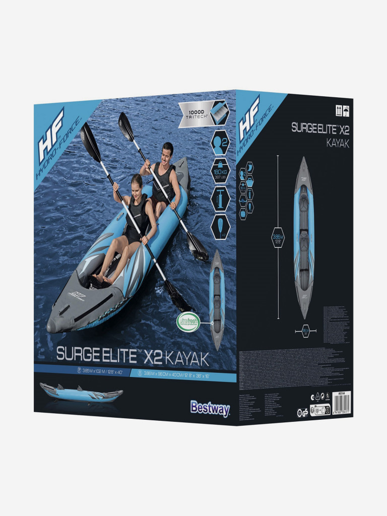 Байдарка Bestway 65144 Surge Elite X2 (382x94x42cм) Голубой цвет — купить за 55681 руб. со ...