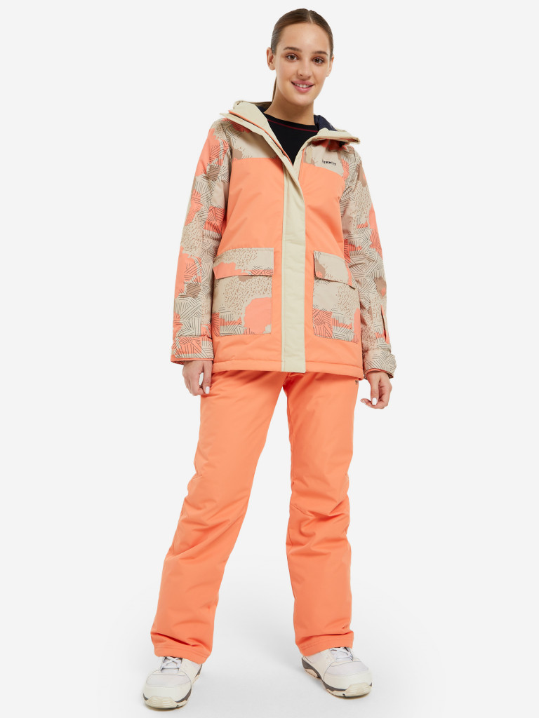 Куртка сноубордическая женская Termit арт. 124775 бежевый/оранжевый цвет — купить за 2579 руб ...