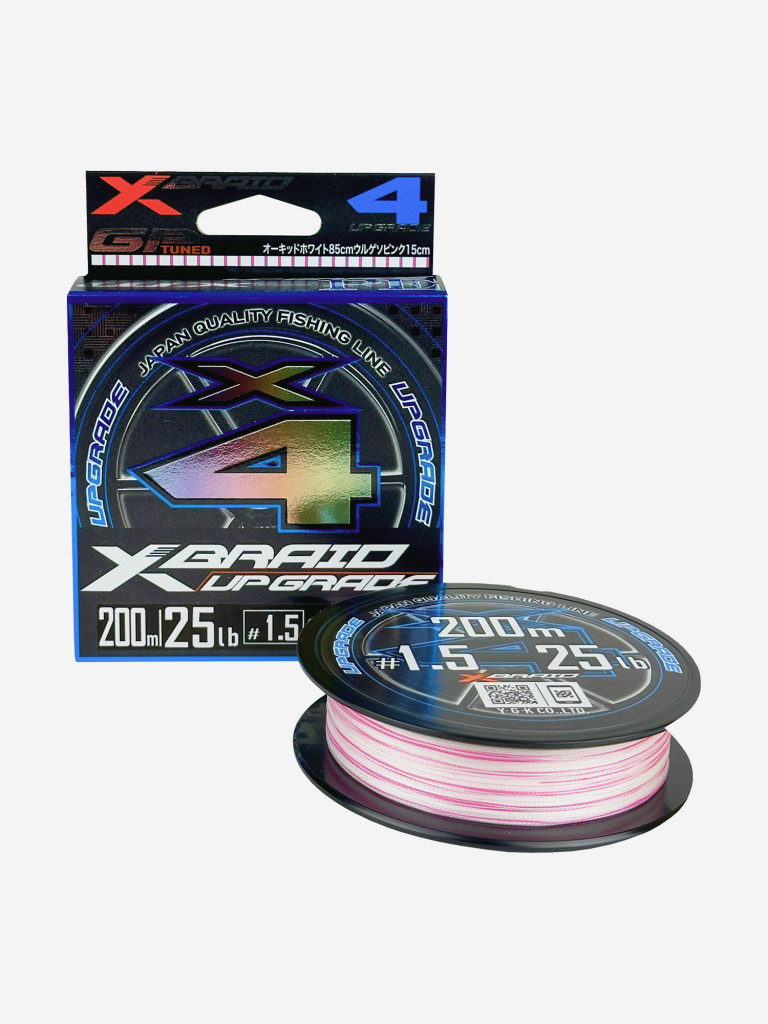 Шнур YGK X-Braid Upgrade X4 200м White Pink #1.5, 0.205мм, 25lb, 11.3кг Белый/розовый цвет ...