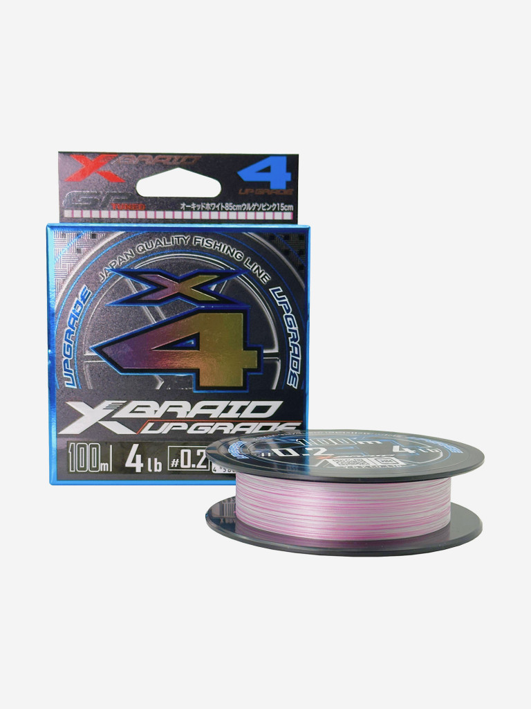 Шнур YGK X-Braid Upgrade X4 100м White Pink #0.2, 0.074мм, 4lb, 1.8кг ...