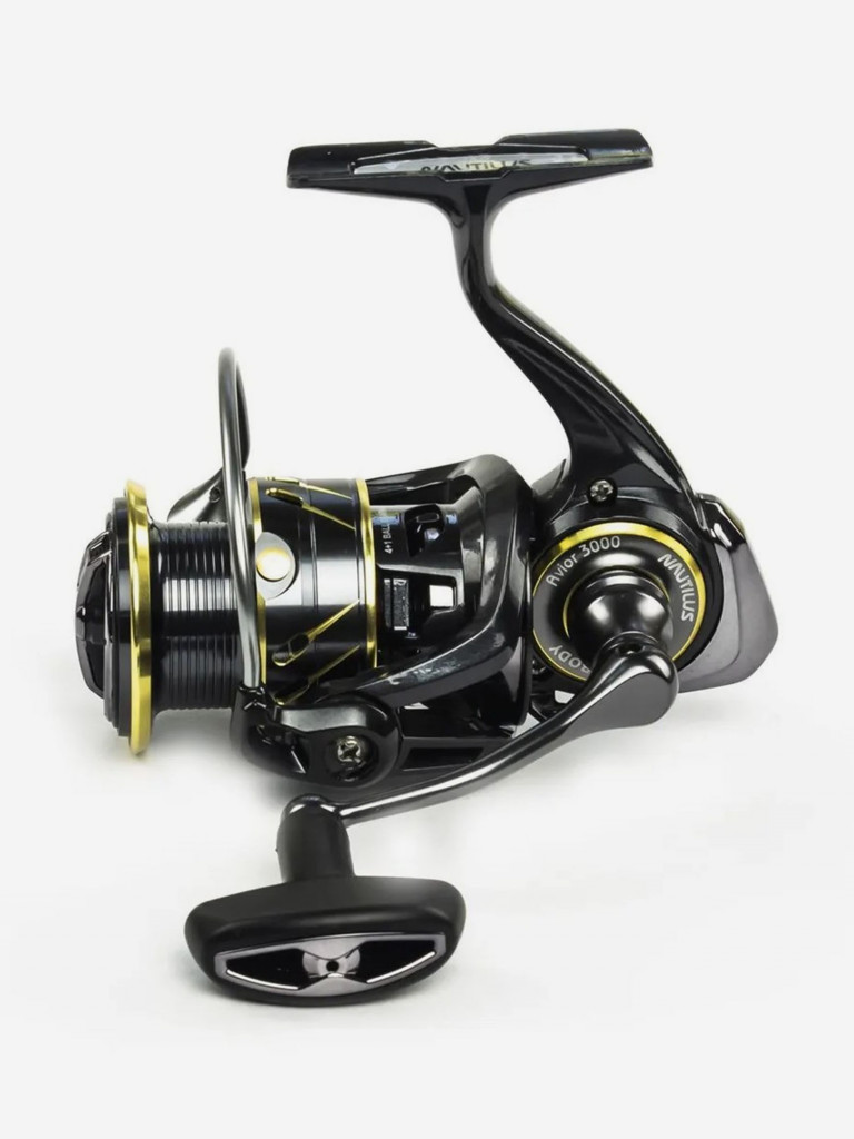 Катушка спиннинговая Nautilus Avior 3000 Черный/золотой цвет — купить за 4775 руб. со скидкой 25 ...