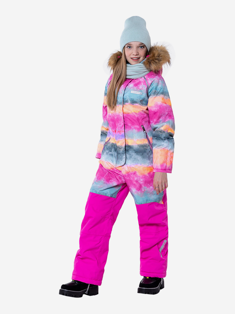 Комбинезон зимний для девочки NIKASTYLE персиковый/фуксия цвет — купить за 6350 руб. со скидкой ...