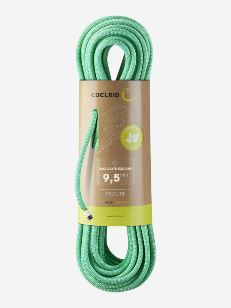 Веревка страховочная Edelrid Eagle Lite Eco Dry 9,5 мм зеленый цвет ...