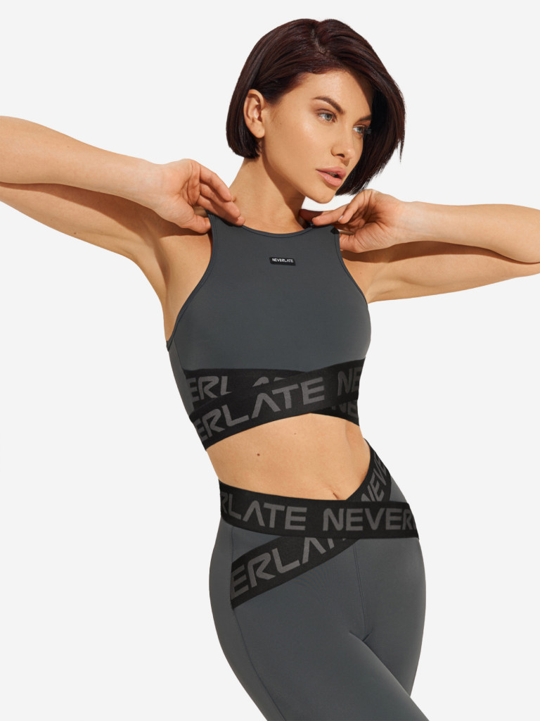 Женский топ-бра NEVERLATE Черный/ Серый цвет — купить за 3591 руб. со скидкой 10 %, отзывы в ...