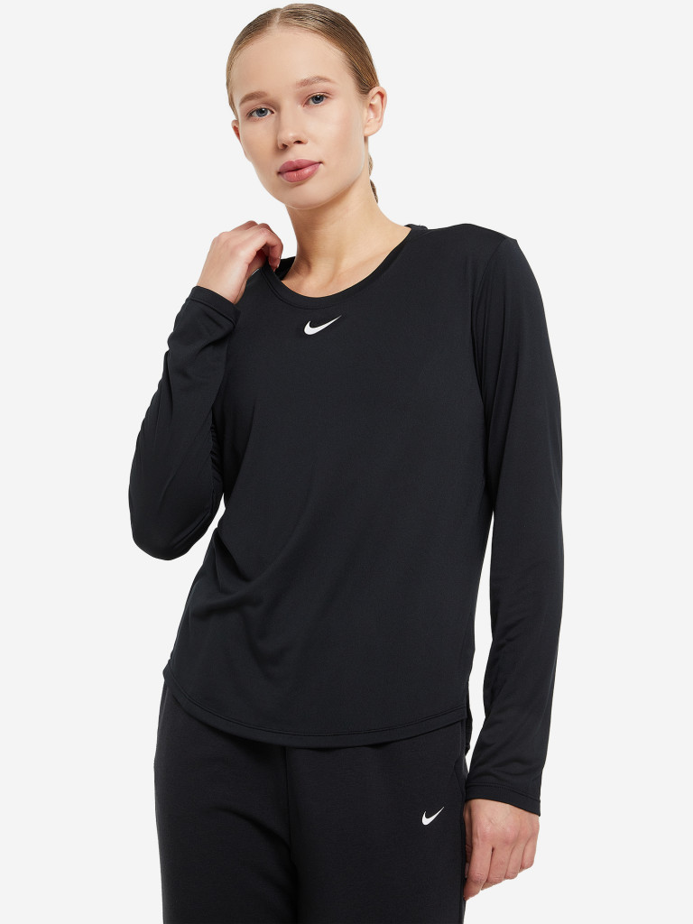 Лонгслив женский Nike One Dri-Fit черный цвет — купить за 8499 руб., отзывы в интернет-магазине ...