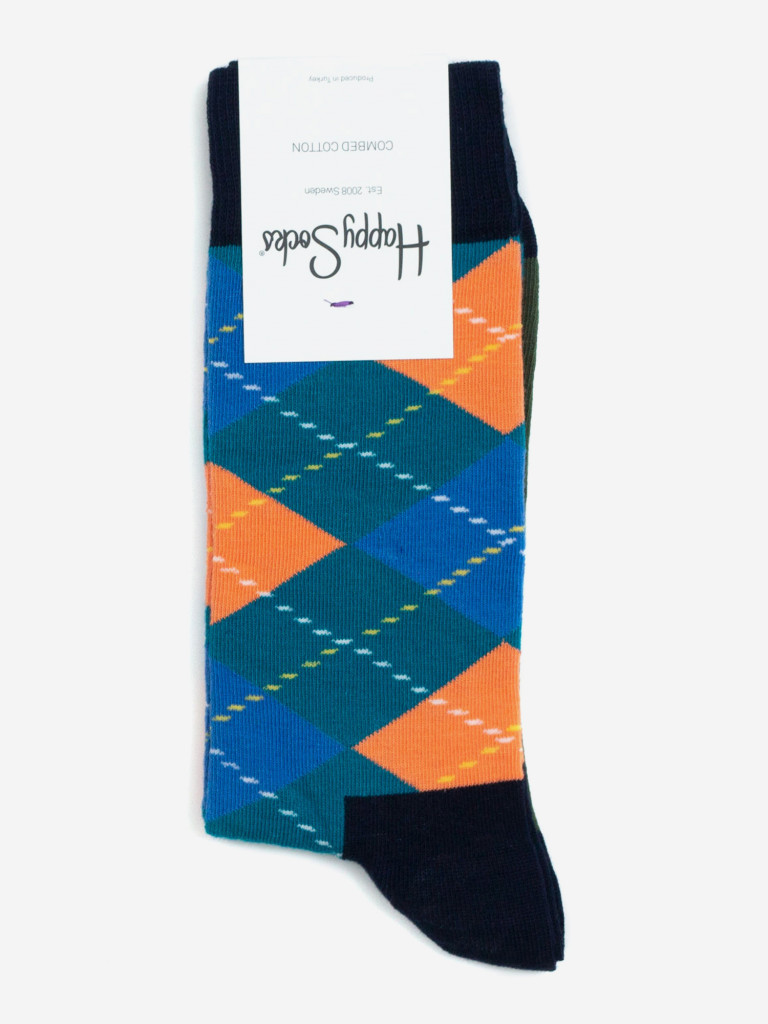 Носки с рисунками Happy Socks, Argyle Green Blue Orange синий/оранжевый/зеленый цвет — купить за ...