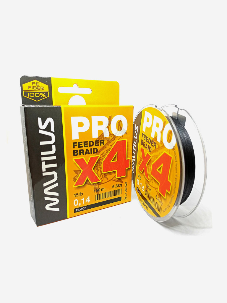 Шнур Nautilus Pro Feeder Braid Black d-0.14 6.8кг 15lb 150м черный цвет ...