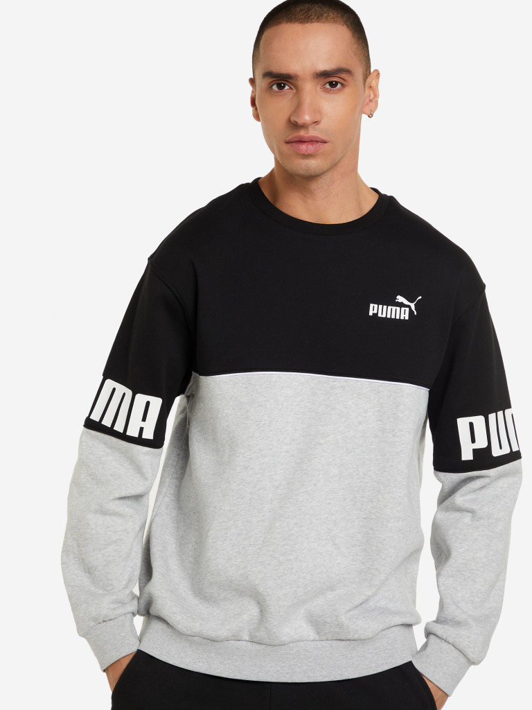 Свитшот мужской PUMA Power Colorblock Crew арт. 849803 серый цвет ...