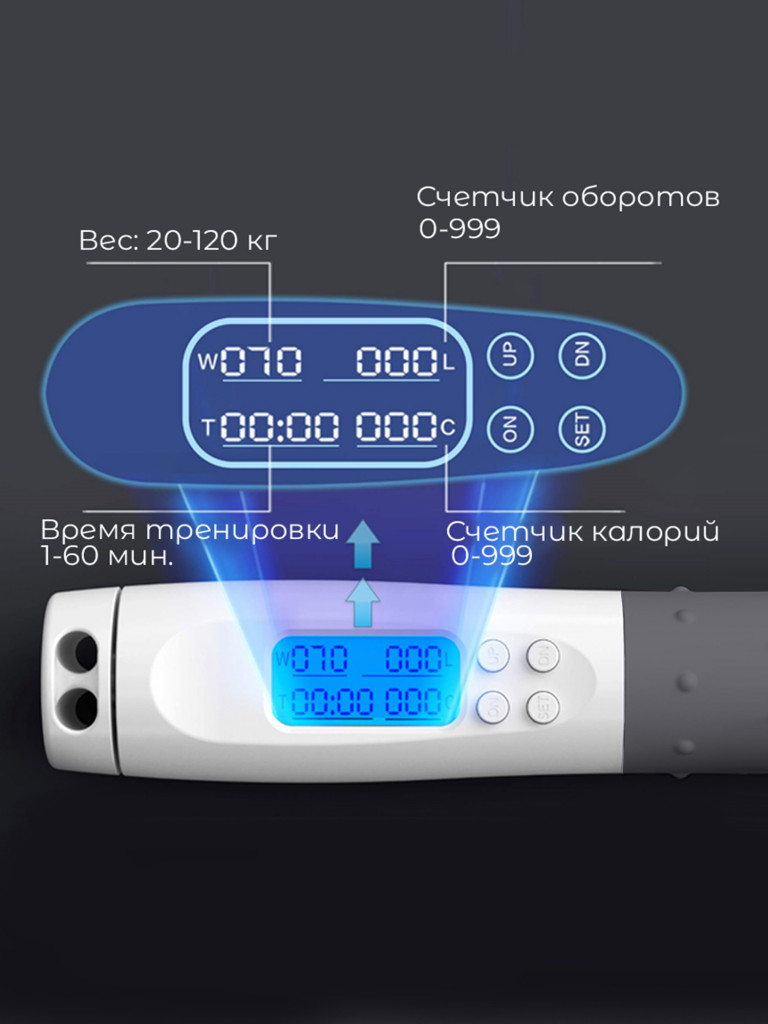 Скакалка PROIRON умная с дисплеем Белый/Серый цвет — купить за 1653 руб. со скидкой 13 %, отзывы ...