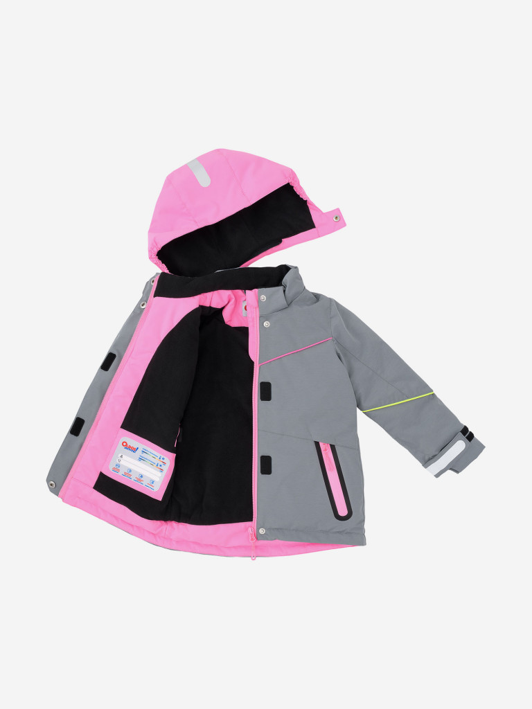 Куртка утепленная для девочки Oldos серый/ярко-розовый цвет — купить за 7599 руб. со скидкой 16 ...